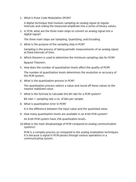 Pulse Code Modulation Activity Pdf Computers