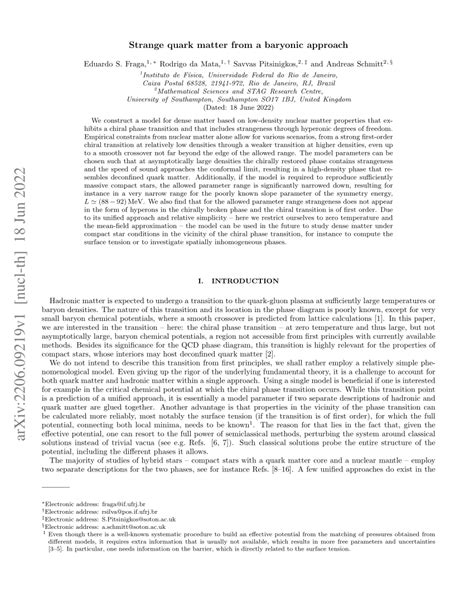 Pdf Strange Quark Matter From A Baryonic Approach