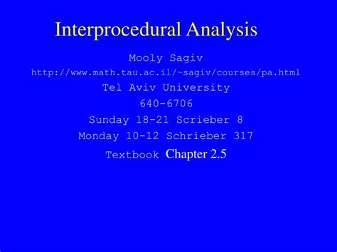 Ppt Interprocedural Analysis Powerpoint Presentation Free Download