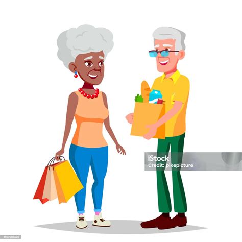 노인 부부 벡터입니다 할머니의 할아버지 사회 개념입니다 수석 부부입니다 아프리카 미국 유럽입니다 플랫 만화 삽화를 절연 70 79세에 대한 스톡 벡터 아트 및 기타 이미지