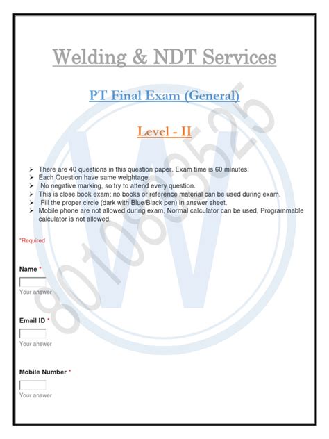 pt final exam level ii general pdf materials industrial processes
