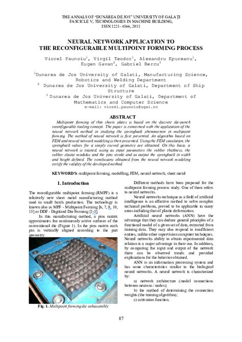 Pdf Neural Network Application To The Reconfigurable Multipoint Forming Process