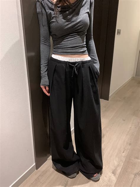 비너블 울 배색 밴딩 와이드 팬츠3 Color 비너블 울 배색 밴딩 와이드 팬츠3 Color