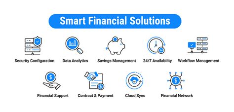 스마트 금융 솔루션 핀테크 디지털 뱅킹 투자 관리 결제 보안 온라인 거래 스마트 계약 비즈니스 경제 경제 예측 전자 상거래 성장 현금 없는 경제 0명에 대한 스톡 벡터 아트