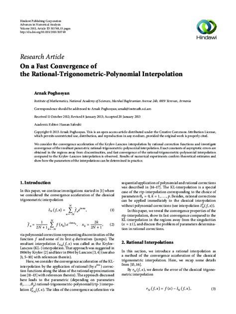 Pdf On A Fast Convergence Of The Rational Trigonometric Polynomial