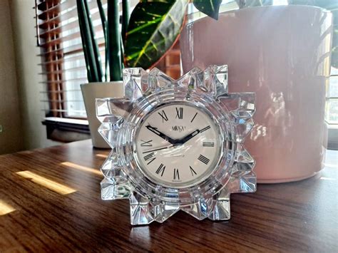 Vintage Mikasa Snowflake Starfire Clock 1990s Desk Or Mantle Clock Quartz Crystal Made In