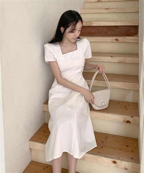 클래식블랑 🧊시원함 보장 오르세 여름 스퀘어넥 반팔 셔링 롱 원피스 휴양지룩 바캉스룩