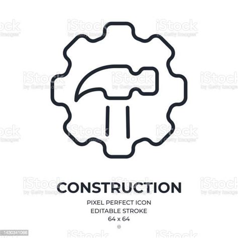 구성 및 서비스 개념 편집 가능한 획 윤곽선 아이콘은 흰색 배경 플랫 벡터 일러스트레이션에 격리되어 있습니다 픽셀 완벽한 64 X 64 건설 산업에 대한 스톡 벡터 아트 및