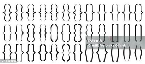 텍스트 괄호 중괄호 아이콘 타이포그래피 괄호 견적 프레임 배너 및 견적 상자 디자인을 위한 쌍 Texting Borders Isolated Vector Symbols Set