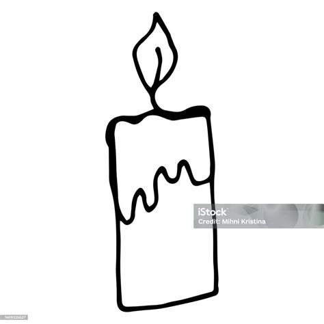 손으로 그린 단일 요소 캔들 새해 크리스마스 생일 결혼식의 특별 이벤트에 대한 낙서의 벡터 일러스트 레이 션 인사말 엽서 포스터 디자인 개념에 대한 스톡 벡터 아트 및 기타