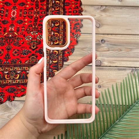 قاب گوشی Galaxy A12 Galaxy M12 سامسونگ New Skin اورجینال متال دور سیلیکونی شفاف گلبهی کد 28341