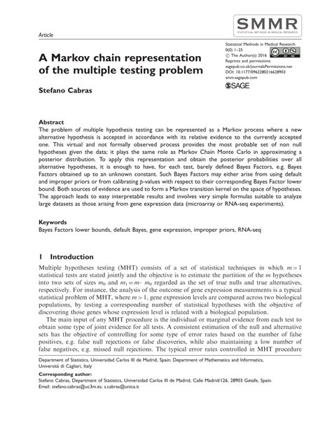 pdf a markov chain representation of the multiple testing problem