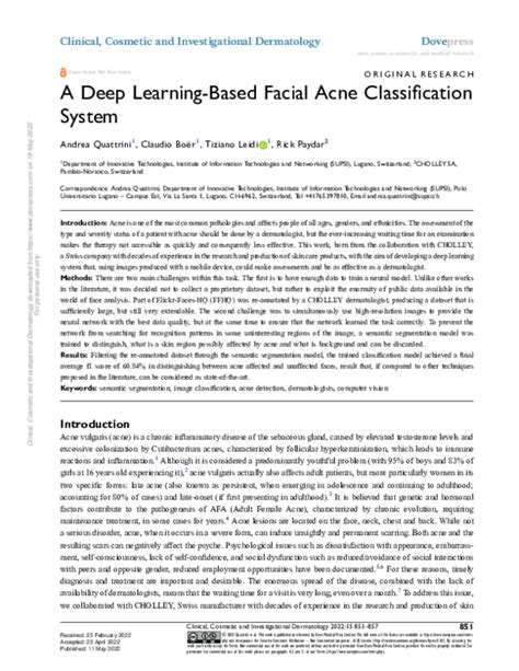 Pdf A Deep Learning Based Facial Acne Classification System