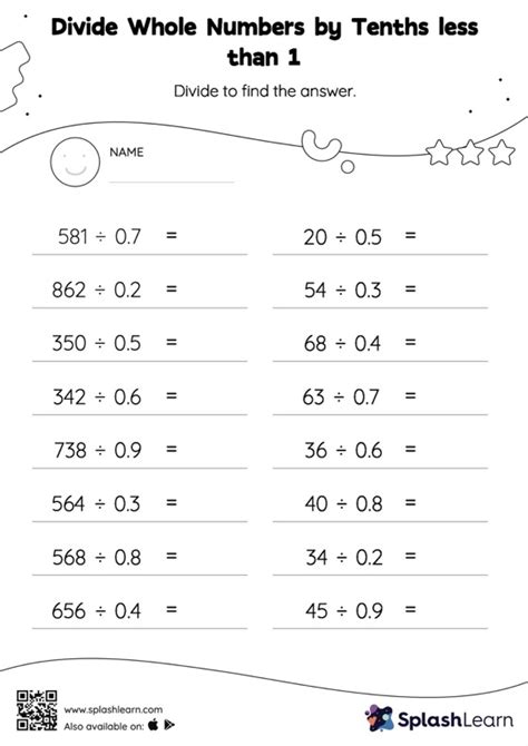 Divide Whole Numbers By Tenths Less Than 1 Without Remainder