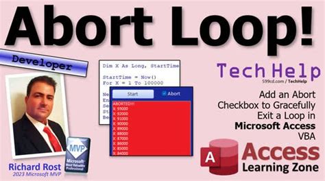 Access Learning Zone On Linkedin Add An Abort Checkbox To Gracefully Exit A Loop In Microsoft