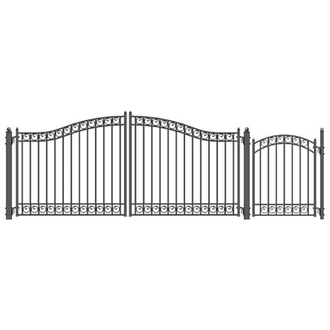 Aleko 17 Ft X 6 Ft Black Steel Dual Swing Driveway Gate Dublin Style