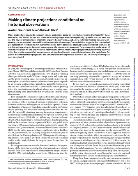 Pdf Making Climate Projections Conditional On Historical Observations