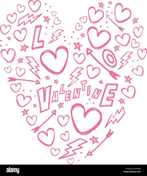 Valentines Day Doodle Sketch Art Vector Stock Vector Image And Art Alamy