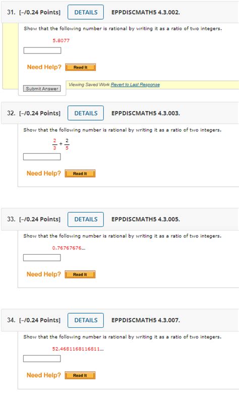 Solved Show That The Following Number Is Rational By Writing Chegg Com
