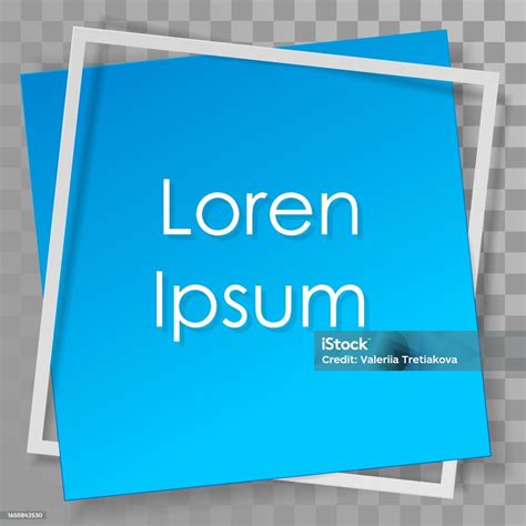 투명한 배경에 흰색 프레임이 있는 파란색 종이 스티커 벡터 그림입니다 공란에 대한 스톡 벡터 아트 및 기타 이미지 공란 광고 굽은 Istock