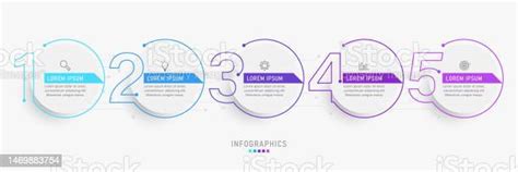 아이콘과 5가지 옵션 또는 단계가 있는 벡터 인포그래픽 레이블 디자인 템플릿입니다 프로세스 다이어그램 프레젠테이션 워크플로 레이아웃 배너 플로우 차트 정보 그래프에 사용할