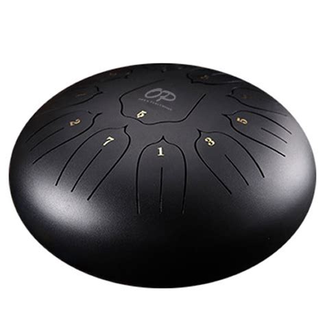 Opus Percussion 12 Inch Tongue Drum Lotus Carves Black