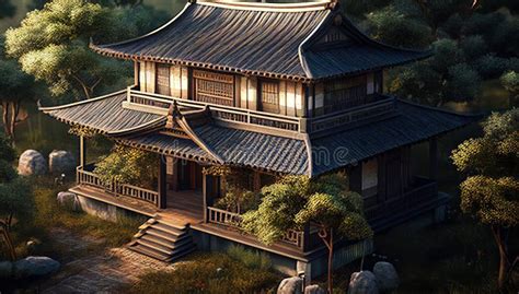 Eastern Elegance An Inspiring Illustration Of An Asian Style Building