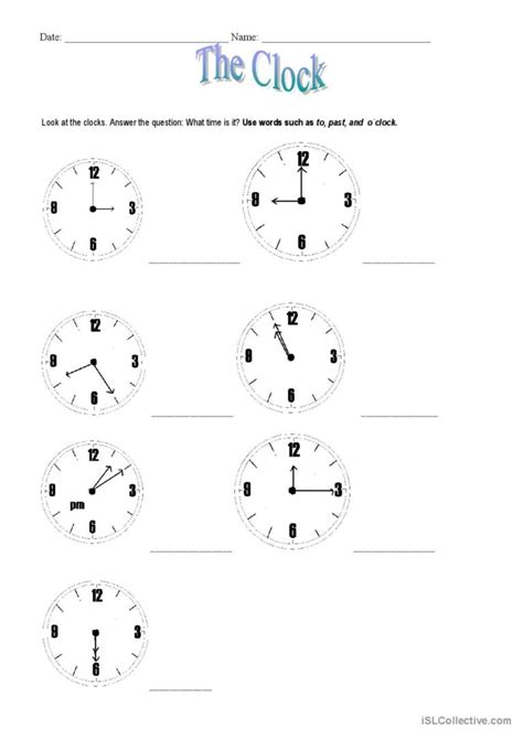 The Clock English Esl Worksheets Pdf And Doc
