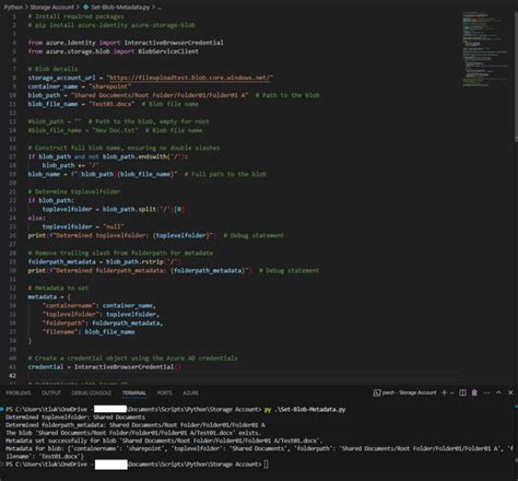 Set Azure Storage Blob Metadata Using Python Script