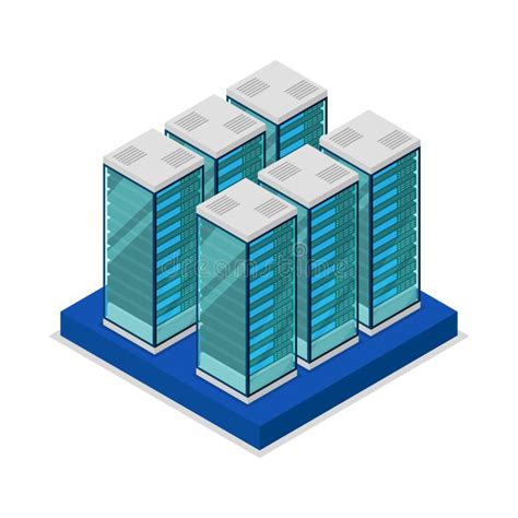 data centre with server racks isometric 3d icon stock vector