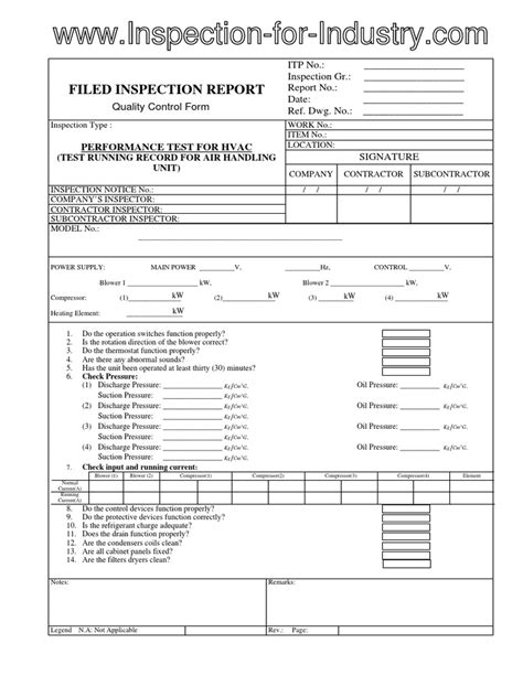 Hvac Inspection Report Template