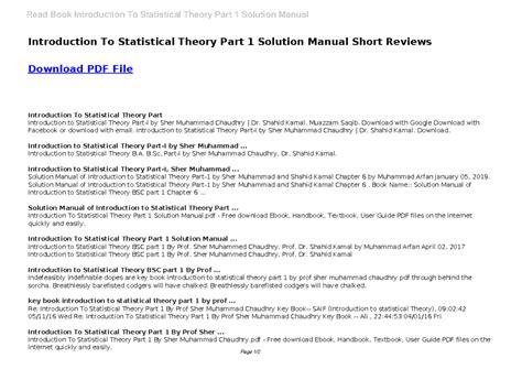 Introduction To Statistical Theory Part They Also Have A Jr Edition So You Can Find The