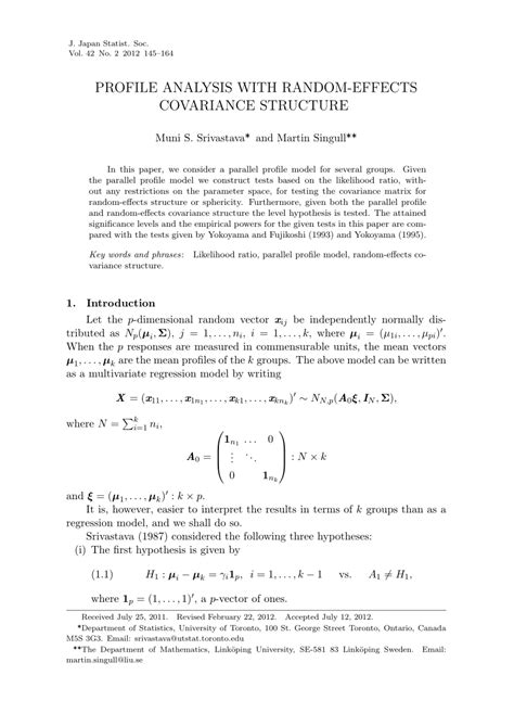 Pdf Profile Analysis With Random Effects Covariance Structure