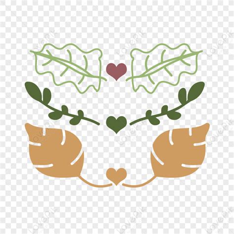 손으로 그린 선 잎 사랑 요소 Svg녹색 잎기하 Png 일러스트 무료 다운로드 Lovepik