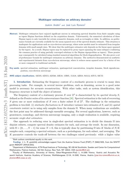 Pdf Multitaper Estimation On Arbitrary Domains