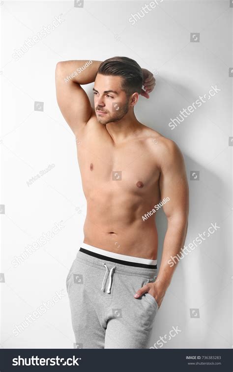 Sexy Shirtless Man On White Background Stock Photo Shutterstock