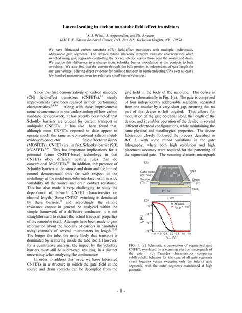 Pdf Lateral Scaling In Carbon Nanotube Field Effect Transistors