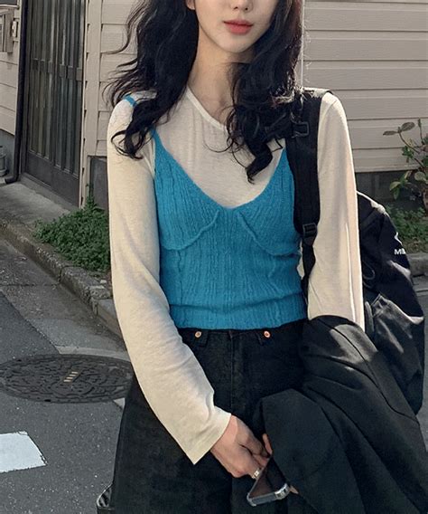 샐리 크롭 뷔스티에 니트 3color 에이블리