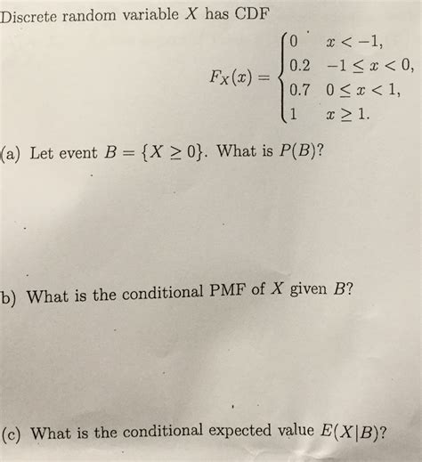 Solved Discrete Random Variable X Has Cdf X