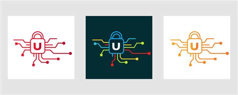 Letter U Cyber Security Logo Internet Security Sign Cyber Protection Technology