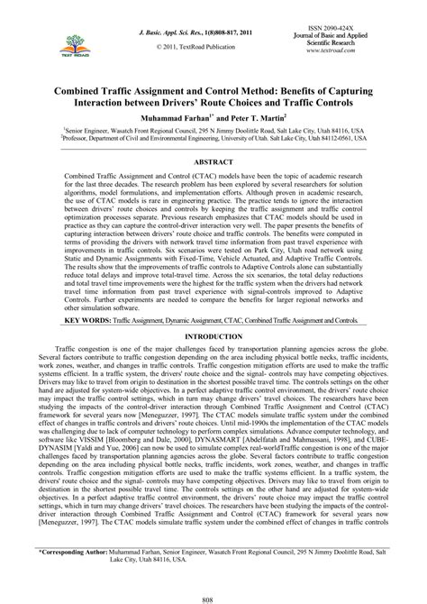 Pdf Combined Traffic Assignment And Control Method Benefits Of Capturing Interaction Between