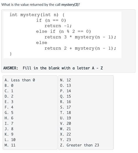 solved what is the value returned by the call mystery 3