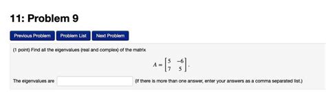 solved 11 problem 9 previous problem problem list next