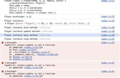 Javascript How Do I Fix Typeerror Playerupdate Is Not A Function Error Stack Overflow