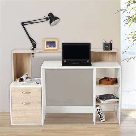 Homcom Computer Desk With Shelves Bricoinn