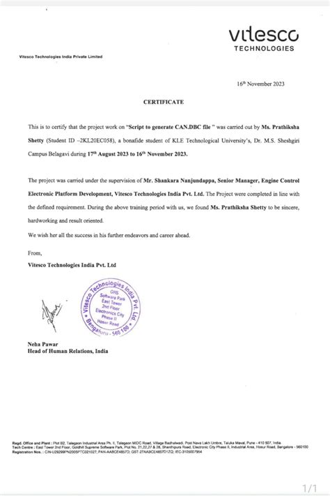 Prathiksha Shetty On Linkedin Internship Vitescotechnologies Grateful