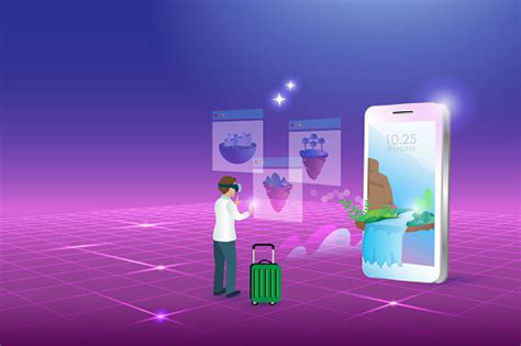 메타버스 가상 여행 사이버 공간 미래 환경 배경의 가상 여행 기술에 대한 관광 가이드 남자는 구글 유리 경험 인터페이스 3d 여행 시뮬레이션을 착용 메타버스에 대한 스톡