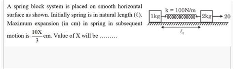 A Spring Block System Is Placed On Smooth Horizontal Surface As Shown In
