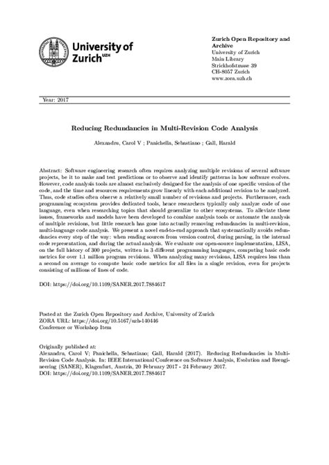 Pdf Reducing Redundancies In Multi Revision Code Analysis