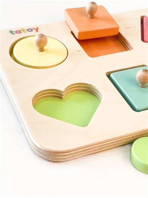 Shape Sorting Toy Wooden Shape Sorter Color Sorting Toy Etsy